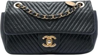 Chanel Sac bandouli&egrave;re matelass&eacute; en cuir dagneau Pre-owned - Femme - Pre-owned - Noir - Taille: ONE Size