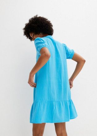 Bonprix Minikleid aus Baumwoll-Musselin, Volant, kurze Puff&auml;rmel, bequeme A-Linie
