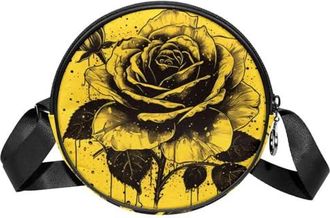 Generic Circle Sac &agrave; bandouli&egrave;re pour femme, petit sac &agrave; bandouli&egrave;re avec fermeture &eacute;clair et bretelles r&eacute;glables, sac &agrave; main rond d&eacute;contract&eacute; pour femmes et 
