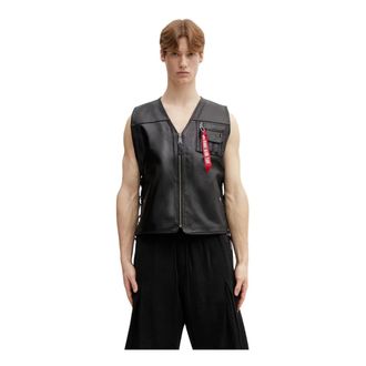 Alpha Industries X-Force Leather Vest - Homme - Vestes - Noir - Taille: S