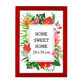 MG Design Rot Bilderrahmen 20 x 30 cm - Aus echtem Holz mit Acrylglas, zum Aufhängen & Aufstellen, für Fotos, Poster & Puzzle