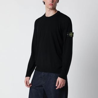 Stone Island Black wool sweater with regular fit