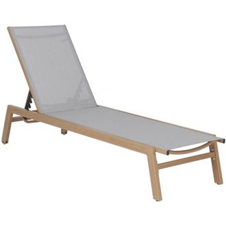 Habitat et Jardin Bain de soleil en aluminium imitation bois Elysia - Gris clair
