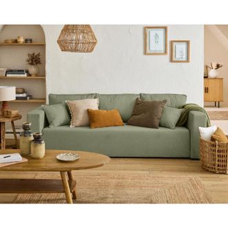 Best Mobilier Bestmobilier - Topaze - 3-sizter sofa - schlaffunktion und bettkasten - aus stoff - gr&uuml;n