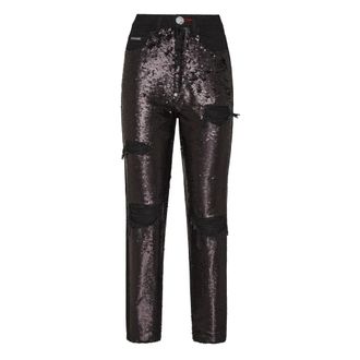 Philipp Plein Paillettenbesetzte Boyfriend-Hose - - Jeans - Damen - Schwarzk - W28