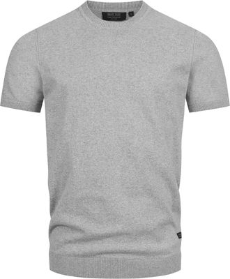 Indicode Herren INVasko T-Shirt Feinstrick mit Rippstricksaum | Herrenshirt Sommershirt M&auml;nner Lt Grey Mix, XXL