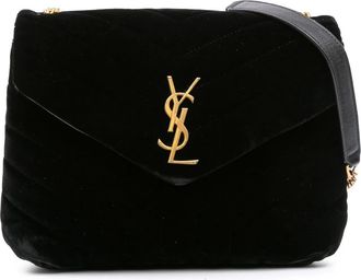 Saint Laurent Hobo Bags - Small Matelasse Velvet Monogram LouLou Crossbody - Gr. unisize - in Schwarz - f&uuml;r Damen