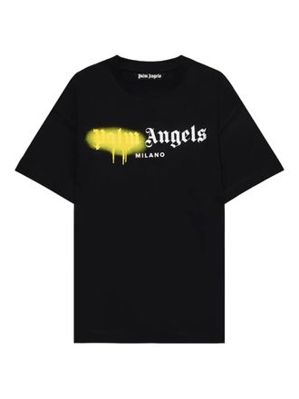 Palm Angels Spray City Milan T-Shirt mit tropfendem Logo - Schwarz
