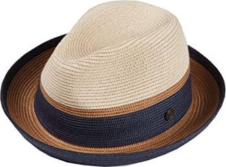 Dasmarca Chapeau de paille Fedora Trilby multicolore bicolore pour homme et femme, ivoire, Taille M