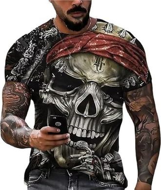 Generic T-shirt de sport d&eacute;contract&eacute; &agrave; manches courtes imprim&eacute; 3D pour homme, A26, XL