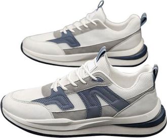 Generic Baskets tendance pour homme pour le printemps - Chaussures d&eacute;contract&eacute;es confortables avec semelles en polyur&eacute;thane - Chaussures plates pour homme, bl