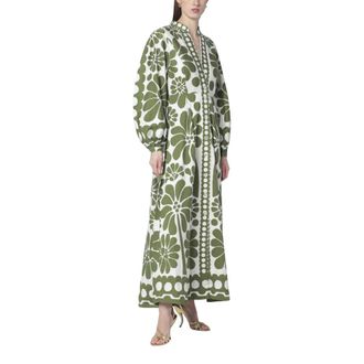 Farm Rio Palermo Buttoned Puff Sleeve Maxi Dress - - Dresses - Damen - Gr&uuml;n - XS