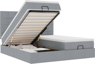 vidaXL Ottoman-Bett mit Matratzen Hellgrau 180x200 cm Stoff Vidaxl