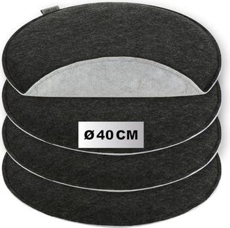 Com-Four 4X Coussins de si&egrave;ge en Feutre - Coussins de Chaise rembourr&eacute;s - Coussin de si&egrave;ge Rond pour Salle &agrave; Manger, Jardin, Balcon - Coussin r&eacute;versible Bicolo