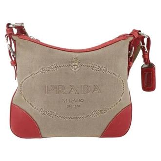 Prada Sac bandouli&egrave;re en toile Pre-owned - Femme - Pre-owned - Beige - Taille: ONE Size