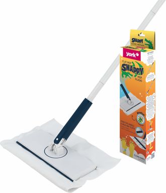 York Bodenwischer Wischmopp mit Mikrofasertuch 360 Drehgelenk Flachwischmopp Reinigung Putzen Snappy, Waschfl&auml;che 25 x 9,5 cm