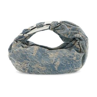 Diesel Femme, Sacs, Bleu, Taille: ONE Size Sac Hobo en Denim D&eacute;lav&eacute; avec D Ovale