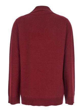 Gucci Womens Bordeaux Polo Collar Sweater With Gg Logo Wool Top