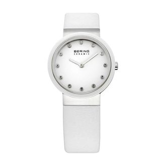 Bering Bering, Femme, Accessoires, Blanc, Taille: ONE Size Montre en c&eacute;ramique pour femme 29 mm bracelet en cuir de veau 10729-854