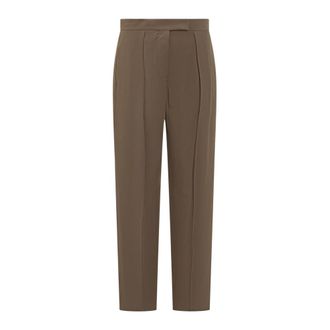 Ferragamo Braune Viskose und Wollhose - - Trousers - Damen - Gr&uuml;n - M