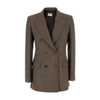 P.A.R.O.S.H. Check Double Breasted Blazer - - Jackets - Damen - Braun - S