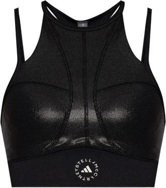 adidas by Stella McCartney Femme, Sport, Noir, Taille: 42 FR Shiny High Neck Sports Bra