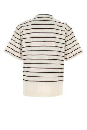 Bottega Veneta Mens Embroidered Cotton T-Shirt Beige Exterior Exterior: T-shirts And Polos