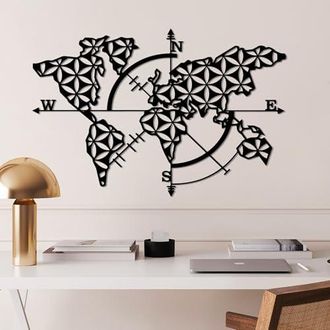Hanah Home Stylish Black Decorative Metal Wall Accessory, 74 x 49 cm | 100% Metal, 1.5 mm Thickness | Lightweight & Elegant Design for Home Decor