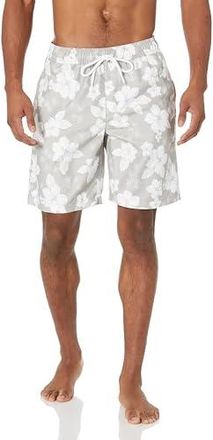 Amazon Essentials Short de Bain de 23cm avec Doublure en Maille, Poches, Fermeture à Cordon Homme, Gris Fleur Dhibiscus, XXL