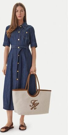 Tommy Hilfiger Handtasche Th Elev Summ Maxi Tote Canvas AW0AW18629 Beige
