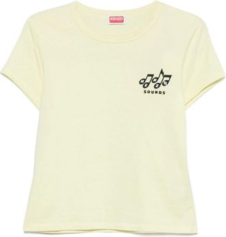 Kenzo Femme, Tops, Blanc, Taille: 38 FR T-shirt col rond brod&eacute; Sounds