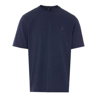 Herno Baumwoll-T-Shirt mit Logo-Stickerei - - Tops - Herren - Blau - S