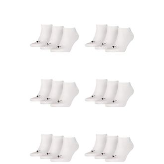 Puma 18 Paar Sneaker Invisible Socken Gr. 35-49 Unisex f&uuml;r Damen Herren F&uuml;&szlig;linge, Farbe:300 - white, Socken & Str&uuml;mpfe:43-46