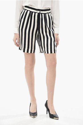 Kiton Silk-Satin Shorts with Awning Pattern size 42