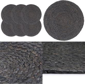 vidaXL Tischsets 6 Stk. Dunkelgrau 38 cm Rund Jute - Tischset - Tischsets - Home & Living - Grau