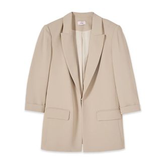 Oltre Gerader Blazer mit Dreiviertel&auml;rmeln - - Jackets - Damen - Beige - M
