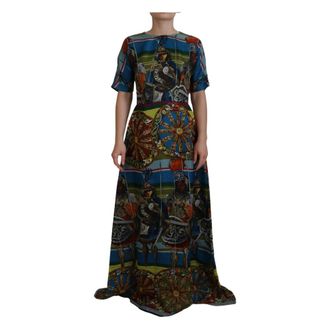 Dolce & Gabbana Mehrfarbiges Sicily Seiden ALinienLangkleid - - Dresses - Damen - Mehrfarbig - S
