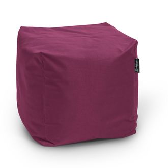 BuBiBag Sitzpouf für Outdoor Sitzsack, Fußhocker ideal für Gaming Sitzsäcke, Wetterfest, Outdoor Pouf (45x45x45cm, Weinrot)