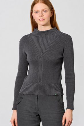 Hempage Hempage Damen vegan Pullover Slim Fit Trichterkragen Anthrazit