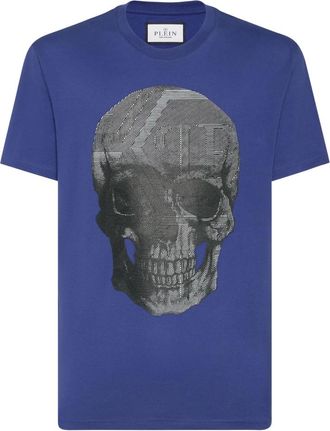Philipp Plein Homme, Tops, Bleu, Taille: XL Jersey T-shirt Round Neck SS Skull