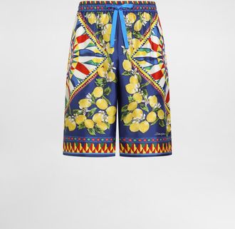 Dolce & Gabbana Bermudashorts Vanity Aus Seidentwill Mit Carretto-print - Mann Hosen Und Shorts Multicolor 56