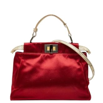 Fendi Pre-owned Mini Peekaboo Satin Leder 2way Bag - - Pre-owned - Damen - Rot - ONE SIZE