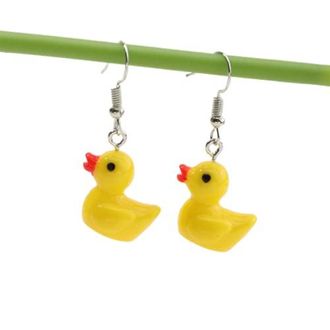 Generic Mignon Dessin anim&eacute; Canard Ours Goutte Boucles doreilles Filles Amusant Doux Jaune en Plastique Animal de Compagnie Alliage Crochet Boucles doreilles 