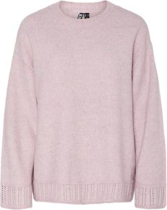 Pieces Pcorly Ls O-Neck Oversize Knit Pwp BC, Dawn Rose, M Femme