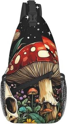 Generic Sac &agrave; bandouli&egrave;re motif t&ecirc;te de mort et champignon pour homme