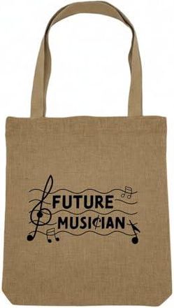 Fabulous Sac Shopping Tote Bag Aspect Lin - Future Musician Passion Music - Sac de Courses Toile Epaisse 360g Beige Naturel Cabas Port&eacute; Epaule Solide Imprim&eacute; e