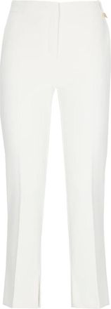 Elisabetta Franchi Femme, Pantalons, Beige, Taille: 40 FR Pantalon en cr&ecirc;pe l&eacute;ger avec breloque logo