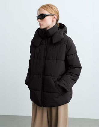 Oysho Primaloft wasserabweisende Steppjacke in Schwarz