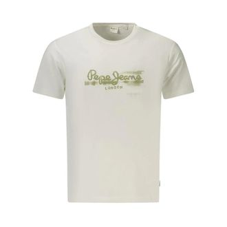 Pepe Jeans London Homme, Tops, Blanc, Taille: XL Bianco Cotton T-Shirt