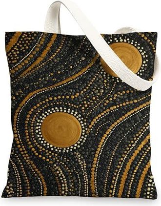 Generic Sacs en toile artistiques, sacs à provisions réutilisables avec motif abstrait moderne, respectueux de lenvironnement, légers, lavables avec bandouliè